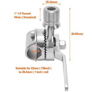 Yacht Ship RV Marine VHF Antenna Mounts, Ratchet Rail Mount Pipe clamp, 316 Stainless Steel Adjustable Base Mount for Boat