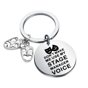 tgbje stage manager gift don’t make me use my stage manager voice keychain funny theater gift comedy tragedy masks gift for drama student (stage voice kc)