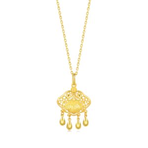 chow sang sang 999.9 24k solid gold price-by-weight gold ruyi lock pendant for tiny size 91005p | [not include the necklace] (approx. 0.16tael (~5.98g))