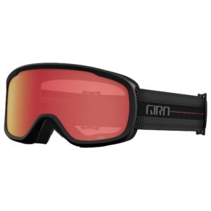 giro roam asian fit ski goggles - snowboard goggles for men, women & youth - black techline strap with amber scarlet/yellow lenses