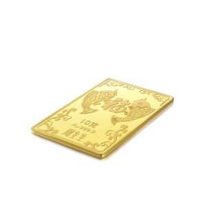 chow sang sang 999.9 24k solid gold price-by-weight gold koi fish ingot for women and men (10 grams, 0.35 oz)