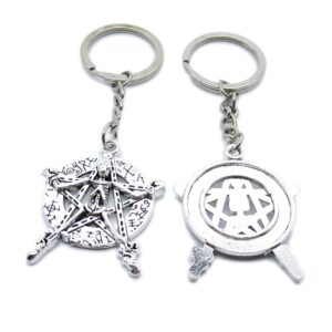 100 pieces keychain keyring door car key chain ring tag charms supplies uo6k6b skull pentacle