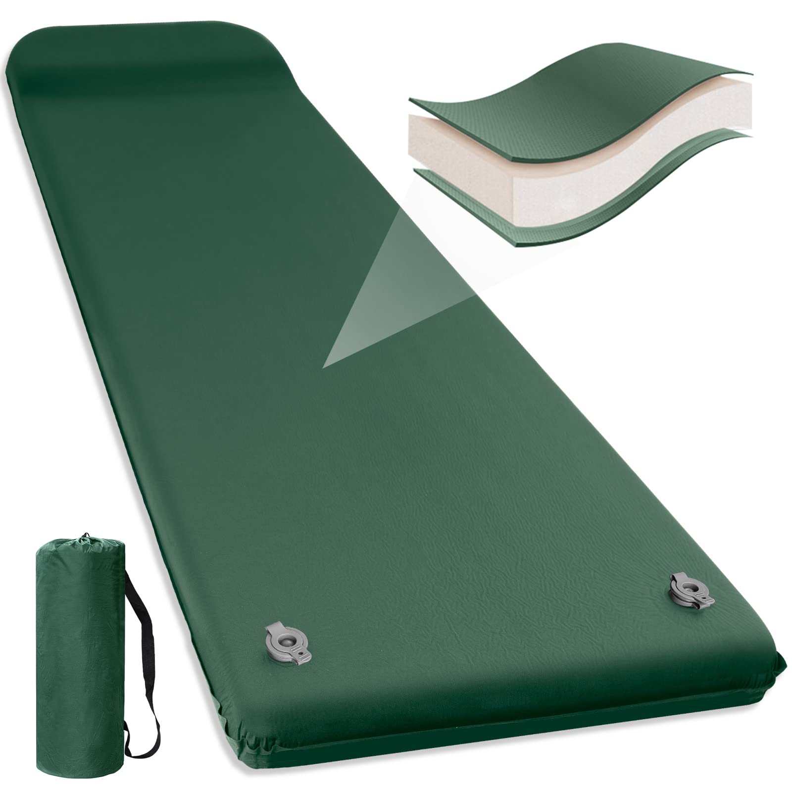 ELECINNOV Self Inflating Sleeping Pad for Camping with Electric Pump 3.14" Ultra-Thick Memory Foam Camping Mats 9.5 R-Value Insulated Camping Pad Air Mattress with Pillow for Car Camping