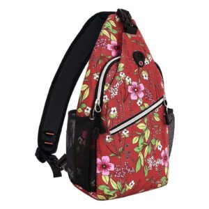 mosiso sling backpack,travel hiking daypack periwinkle crossbody shoulder bag, red