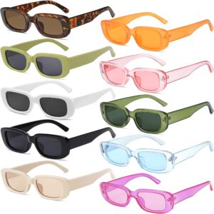 tskestvy 10 pairs rectangle sunglasses pack for women small square retro glasses y2k aesthetic 2000s sunglasses set vintage