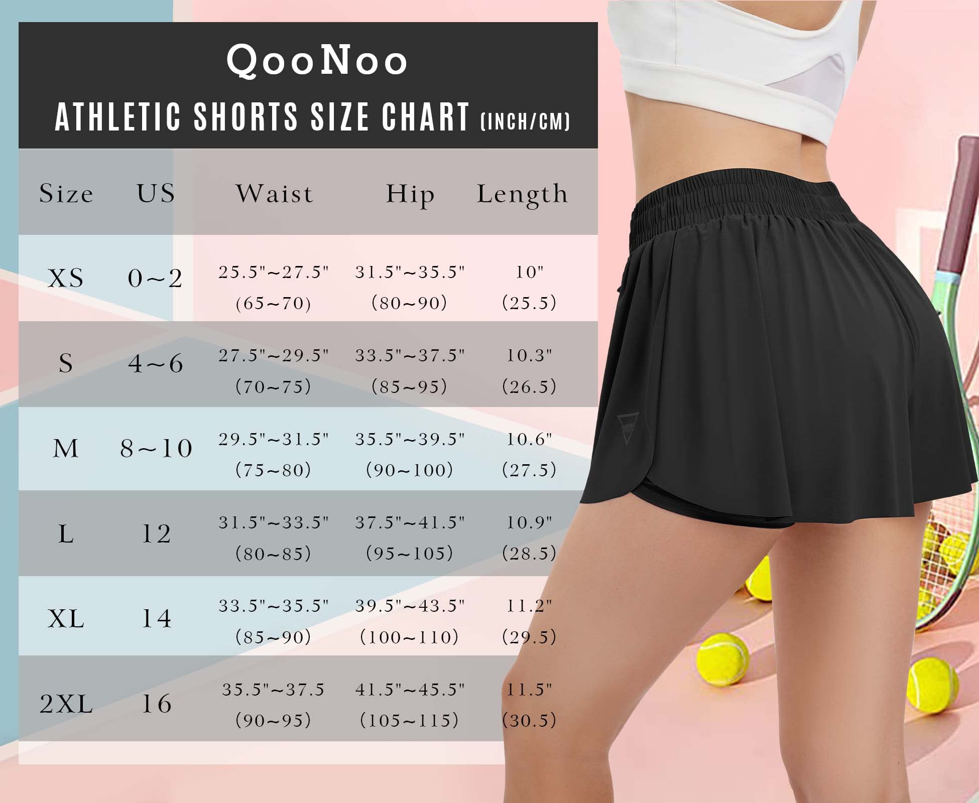 QooNoo 2 in 1 Athletic Shorts for Women Flowy Running Butterfly Shorts with Pockets High Elastic Gym Shorts Workout Tennis Skorts (Black,X-Small)