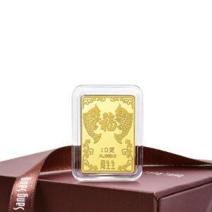 Chow Sang Sang 999.9 24K Solid Gold Price-by-Weight Gold Koi Fish Ingot for Women and Men (10 Grams, 0.35 Oz)