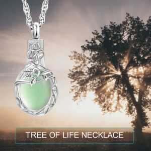 Tree of Life Urn Necklace for Ashes Teardrop Cremation Jewelry with Crystal Love Memorial Jewelry Ash Holder Birthstone Necklaces for Ashes Remembrance Funeral Pendant