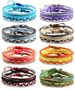 coloyan 24 pieces string bracelets for women adjustable waterproof boho rope bracelets wave surfer friendship bracelets summer beach anklets jewelry