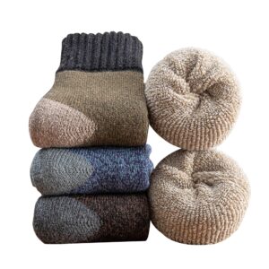 yzkke 3pack mens super thick wool warm socks - soft comfort casual crew winter socks