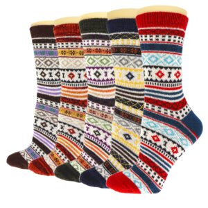 yzkke 5pairs men wool socks thick thermal hiking winter warm boot heavy soft cozy socks for cold weather (mul-2)