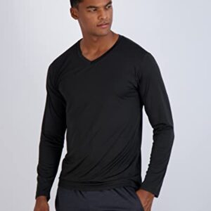 4 Pack: Mens Long Sleeve V Neck Shirt Top Shirts for Men T Shirt Tee Workout Rash Guard Quick Dry Fit Gym Tees Athletic Active Compression Work Casual Exercise Running Sports - Set 6,L