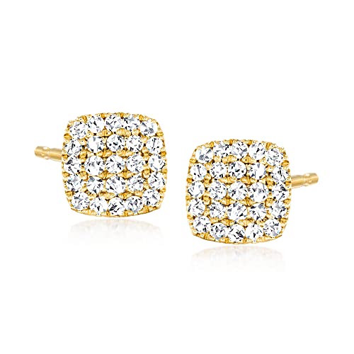 Canaria 0.33 Diamond Square Cluster Earrings in 10kt Yellow Gold