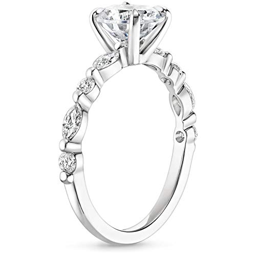 JEWELERYN 3.0 CT Marquise Colorless Moissanite Engagement Ring Set for Women/Her, Wedding Bridal Ring Set, Eternity Sterling Silver Diamond Solitaire 6-Prong Anniversary Promise Gift for Her (6)