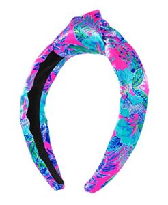 lilly pulitzer colorful knotted headband, slim satin headband, cute hair accessories for women and girls, lil earned stripes