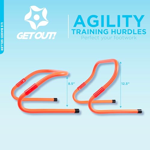 Get Out! Agility Hurdles Training Equipment - 6pk 2 Way Plyometric and Speed Hurdle Set for Soccer and Football