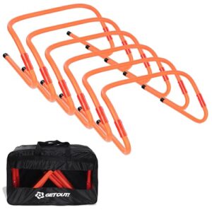 get out! agility hurdles training equipment - 6pk 2 way plyometric and speed hurdle set for soccer and football