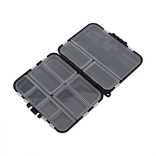 BORDSTRACT Fishing Tackle Boxes, 26 Compartments Black Plastic Fishing Storage Box, Organizing Case for Lures, Baits, and Fishing Accessories