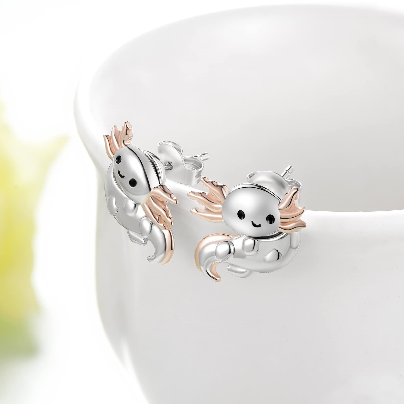 Axolotl Earrings 925 Sterling Silver Axolotl Stud Earrings Cute Animal Jewelry Gifts for Women