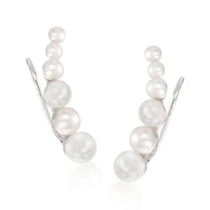 ross-simons 3-6mm cultured pearl ear climbers in sterling silver