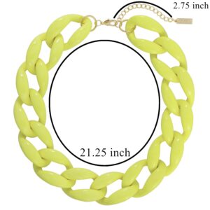 BERYOHZ Statement Chunky Choker Fashion Acrylic Cable Link Chain Necklace for Women(BN-0007-Neon Yellow)