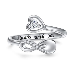 hoohwe cremation ring for ashes - sterling silver infinity mini urn ring heart shape hold loved ones ashes always with you memorial keepsake locket rings for human/pet ash memorial jewelry for women