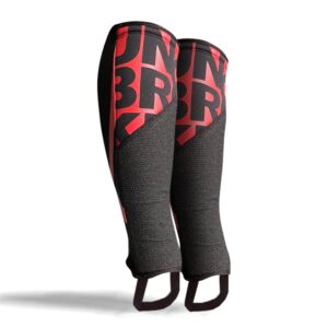 UNBROKENSHOP Shin Sleeves Pro Red 7mm Neoprene, Weightlifting, Deadlift, Rope Climb, Box Jumps for Men and Women, A Pair (S/M)