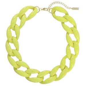 beryohz statement chunky choker fashion acrylic cable link chain necklace for women(bn-0007-neon yellow)