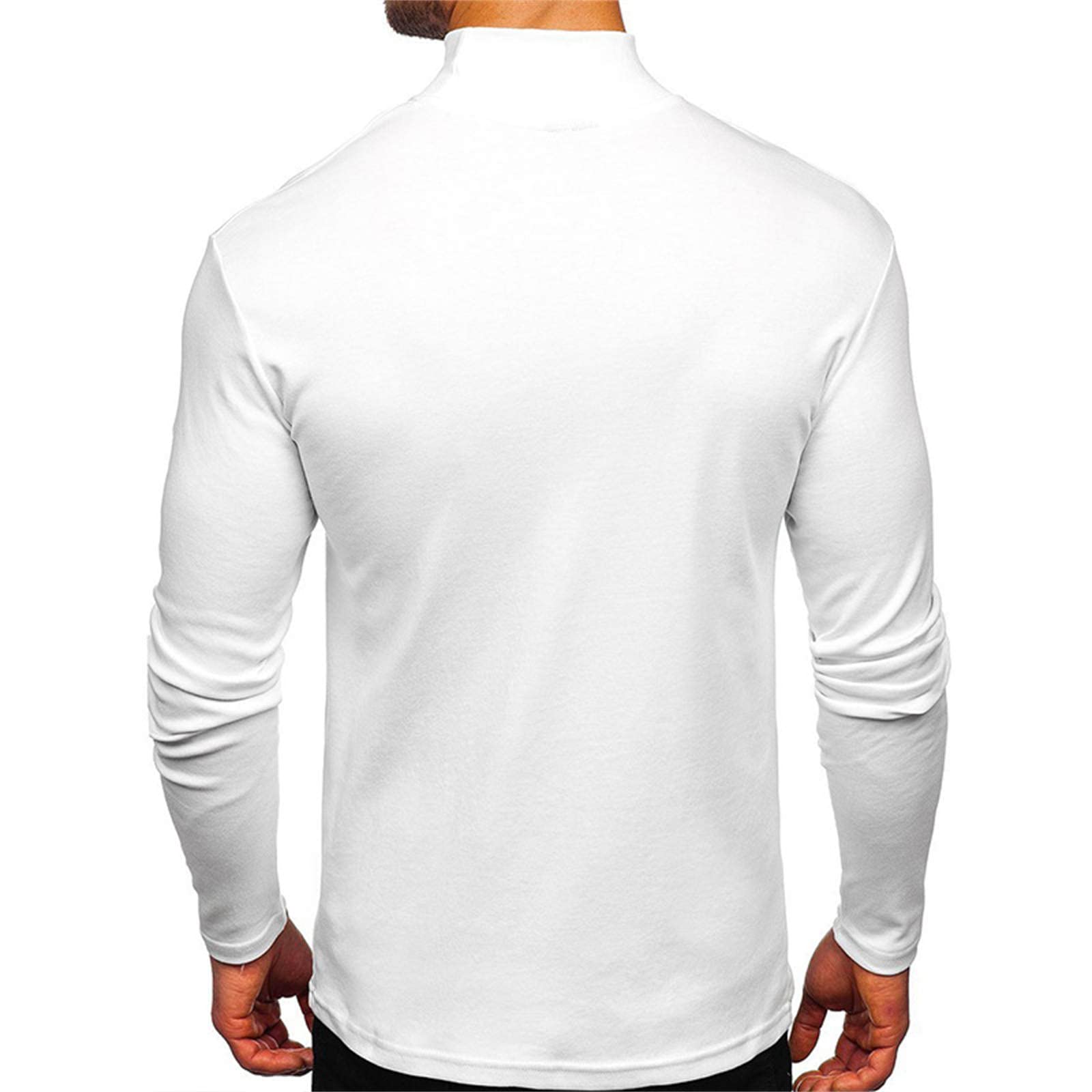 Men’s Mock Turtleneck Long Sleeve T Shirts Thermal Undershirts Lightweight Pullover Sweaters Top White