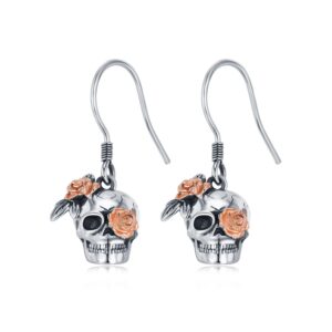 gothic skull earrings 925 sterling silver dangle skull jewelry for women