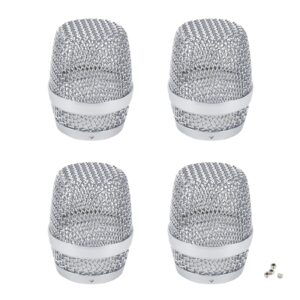 meprotal 4 pack replacement ball head mesh microphone grill for baier bbs wireless microphone and wired mics (sliver)