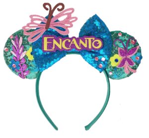 mouse ears bow headbands girls' costume accessories princess decoration for encanto dress upcosplay (new blue incanto)