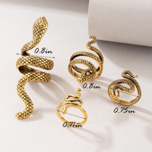 Frodete Snake Stackable Rings for Women Snake Jewelry Set Adjustable Vintage Reptile Serpent Rings Punk Goth Knuckle Rings Halloween Party Medusa Costume Accessories