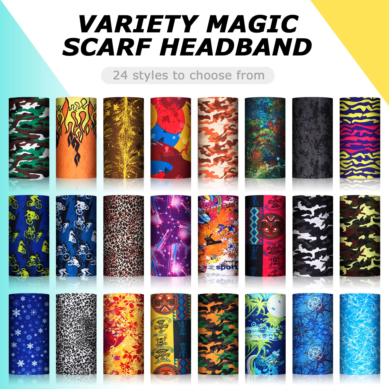 JaGely 50 Pieces Neck Gaiter Sports Neck Head Wrap Headband Scarf Face Bandana Hair Wrap Neck Tube Balaclava for Women Men, Multi Colors, about 50 cm/ 19.69 inches×25 cm/ 9.84 inches