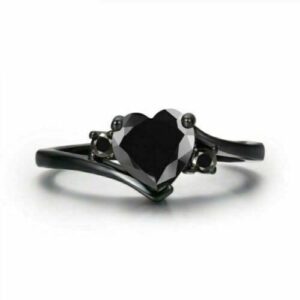 2.30ct heart cut black simulated diamond created engagement ring 14k black gold finish 925 sterling silver