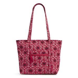 vera bradley women's cotton small vera tote bag, imperial hearts red - recycled cotton, one size