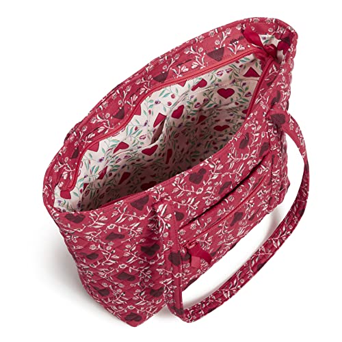 Vera Bradley Women's Cotton Small Vera Tote Bag, Imperial Hearts Red - Recycled Cotton, One Size