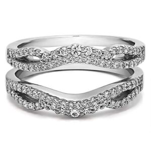 twobirch 0.57 ct. double infinity wedding ring guard enhancer in sterling silver (cz or moissanite) (moissanite, 5)