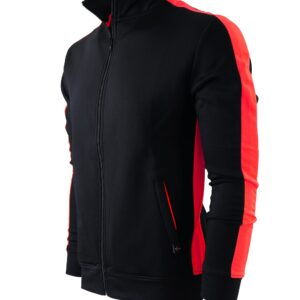 SCREENSHOT-S51707 Mens Hip Hop Premium Slim Fit Winter Fleece Lined Track Jacket - Modern Athletic Workout Sport Fitness Tops with Side Taping-Black/Red-2XLarge