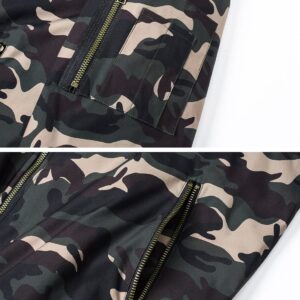 CRYSULLY Mens Jacket Midweight Bomber Sportswear Softshell Jacket Army Green Camo