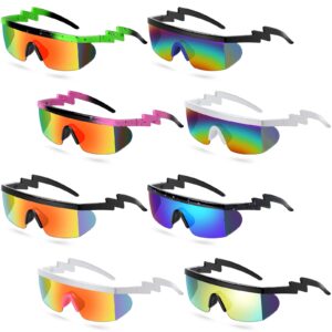 maitys 8 pairs retro semi rimless sunglasses 80s 90s zigzag sunglasses colored neon sunglasses transparent lens glasses for men women