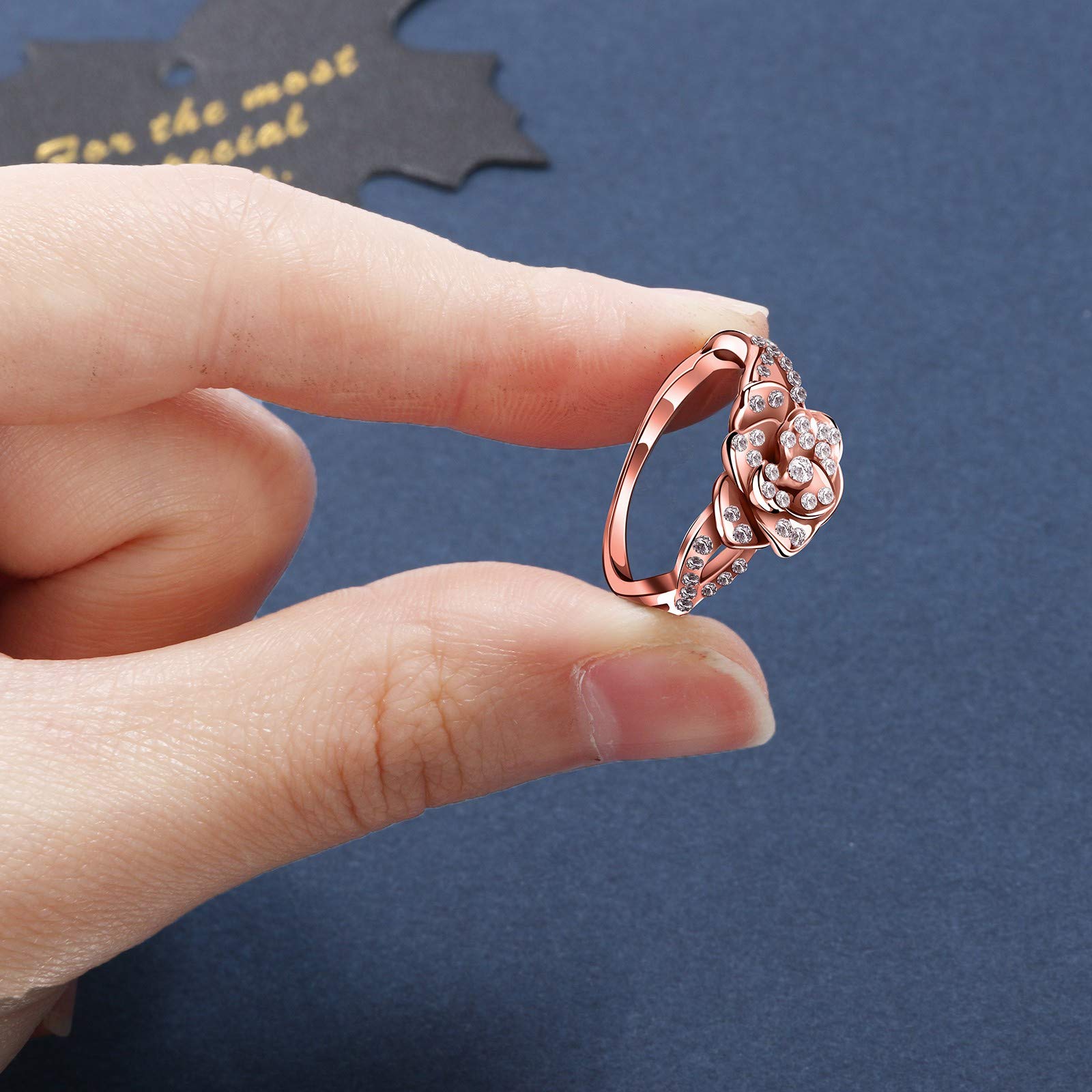 Cock Ring Set Engagement Out Jewelry Wedding Women Gift Commemorate Accessories Ring Rings (Rose Gold, 5)