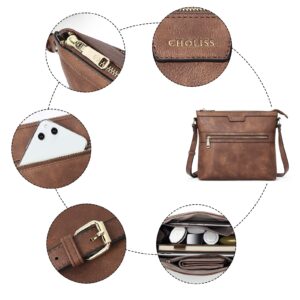 CHOLISS Large Crossbody Bags for Women, Medium Size Purses for Women with Vegan Leather, Brown