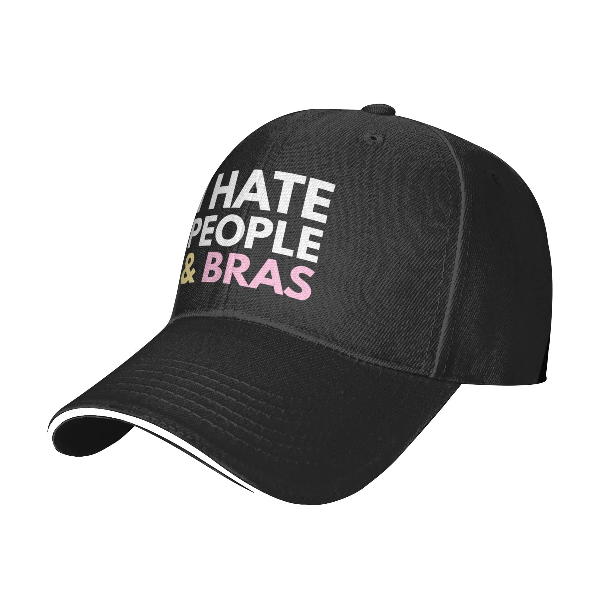 Svmmanr I Hate People and Bras Unisex Adjustable Fashion Baseball Cap Truck Cap Hip Hop Cap Baseball Cap Black