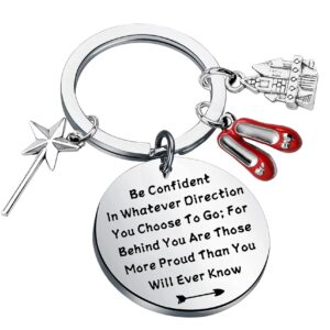 lqri wizard oz shoe keychain dorothy ruby gifts be confident in whatever direction you choose to go ruby red slippers keychain inspirational gifts for her (silver)