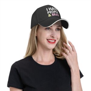 Svmmanr I Hate People and Bras Unisex Adjustable Fashion Baseball Cap Truck Cap Hip Hop Cap Baseball Cap Black