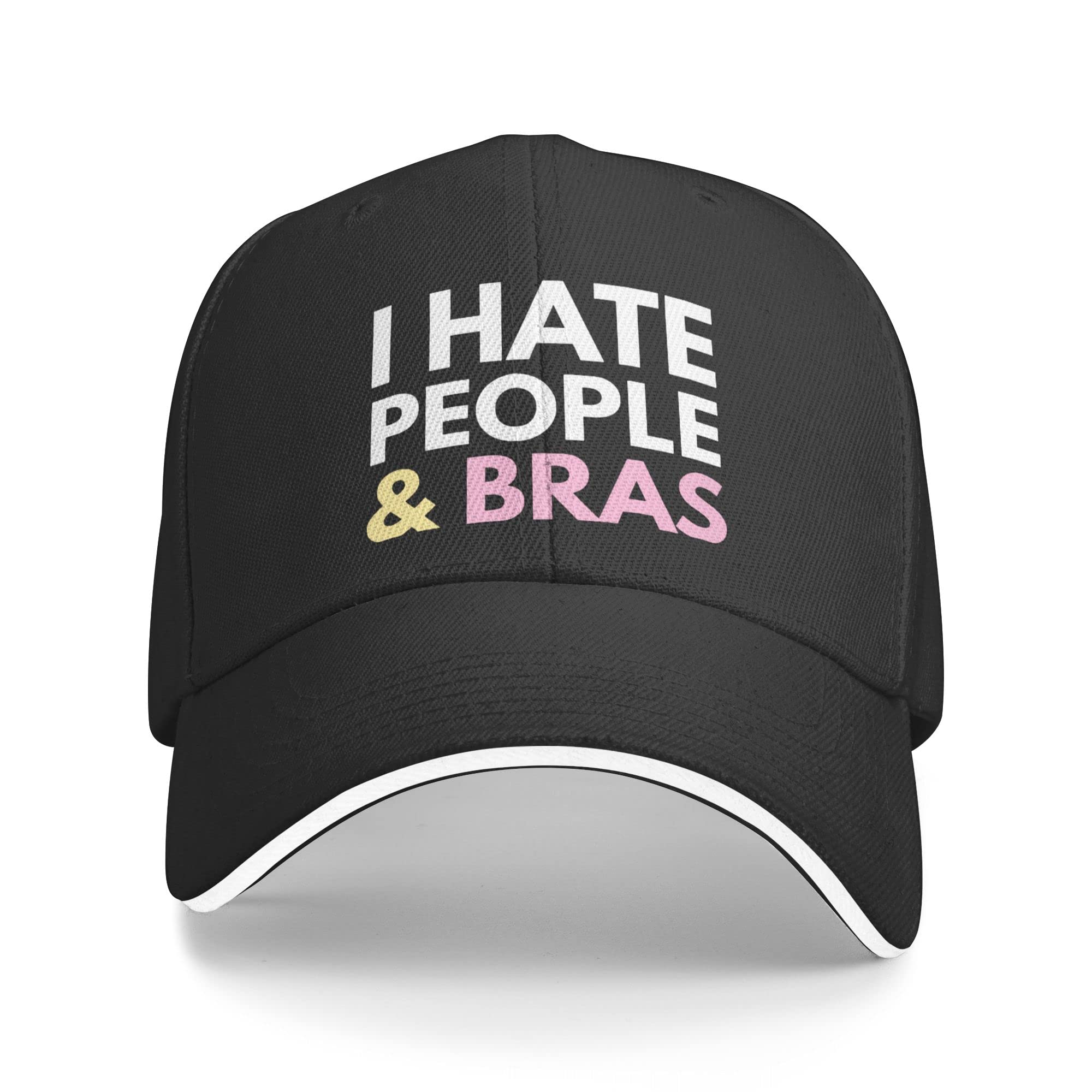 Svmmanr I Hate People and Bras Unisex Adjustable Fashion Baseball Cap Truck Cap Hip Hop Cap Baseball Cap Black