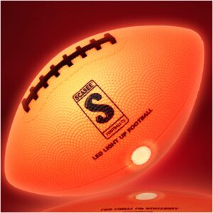 scasee light up football - official size 6 and weight- extra pump and batteries - glow in the dark indoor or outdoor footballs with bright waterproof led for youth,teen boys and girls