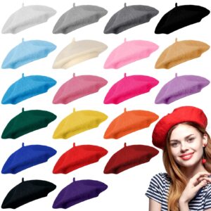 20 pieces wool berets for women french beret multicolored painters hat winter artist beret hat for women girls men party indoor outdoor