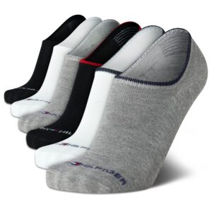 tommy hilfiger men's athletic socks - cushion sport liners (6 pack), size 7-12, grey assorted